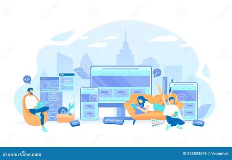 Frontend Development Concept Website Interface Design Improvement Vector Illustration