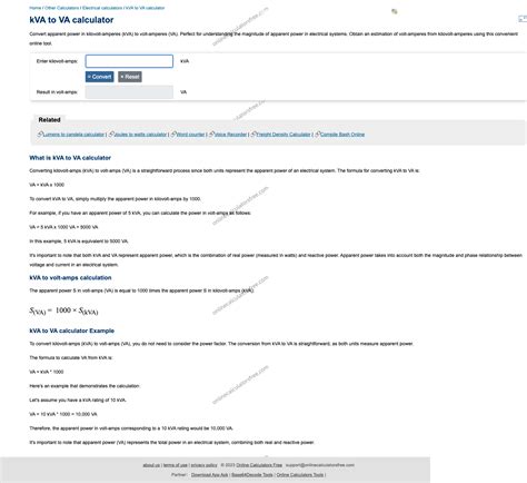 Kva To Va Calculator Convert Kva To Va Instantly Calculatorfree