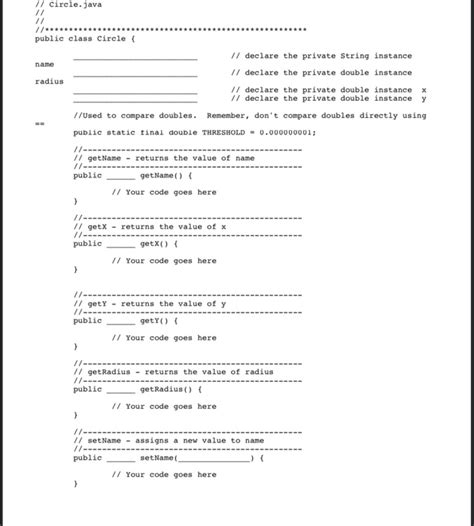 solved instructions the file circle java contains a partial