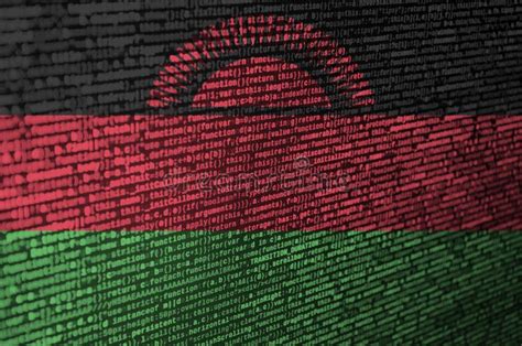malawi flag is depicted on the screen with the program code the concept of modern technology