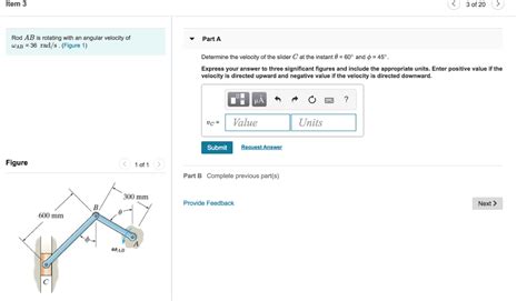 Solved Item 3 3 Of 20 Rod Ab Is Rotating With An Angular
