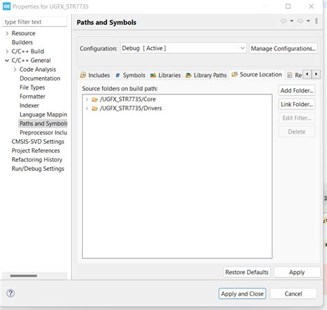 unable to add ugfx in stm32cubeide eclipse based support µgfx