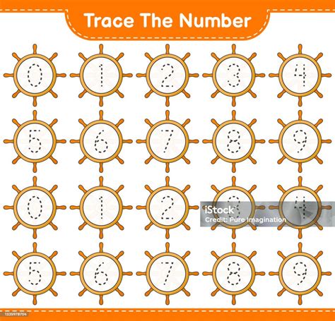 숫자를 추적합니다 선박 스티어링 휠로 숫자를 추적합니다 교육 어린이 게임 인쇄 워크 시트 벡터 일러스트레이션 0명에 대한 스톡 벡터 아트 및 기타 이미지 Istock