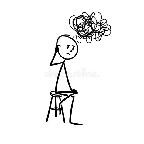 A Person Sitting Thinking With Very Complicated Thoughts Stock