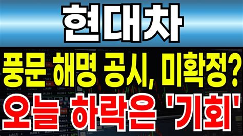 현대차 주가 풍문해명 공시 미확정 오늘 하락은 기회입니다 현대차 현대차주가 현대차주가전망 기아 기아주가 기아주가전망 저pbr Youtube