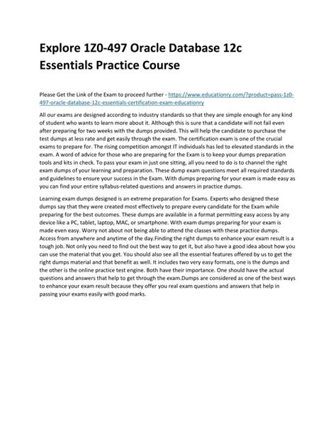 Ppt Explore 1z0 497 Oracle Database 12c Essentials Practice Course Powerpoint Presentation
