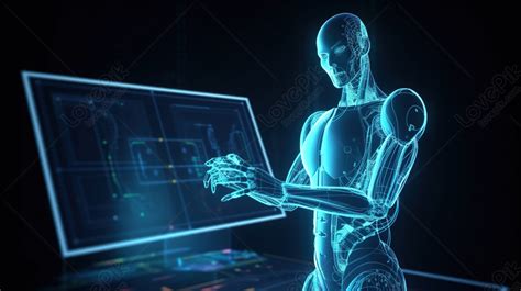 클라우드 컴퓨팅 기술 디지털 태블릿의 로봇 및 Hud 디스플레이를 사용한 3d 렌더링 배경 태블릿 배경 컴퓨터 기술 배경 로봇 배경 이미지 Hd 태블릿 컴퓨터