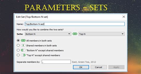 tableau tips parameters sets