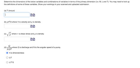 Solved Determine The Dimensions Of The Below Variables And Chegg Com