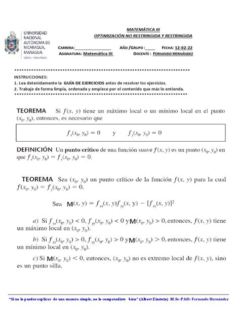 Optimización No Restringida Y Restringida 2022 Pdf Economias