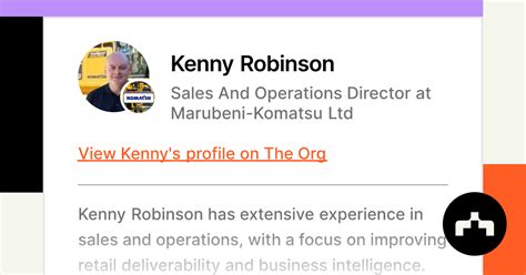 Kenny Robinson Sales And Operations Director At Marubeni Komatsu Ltd The Org
