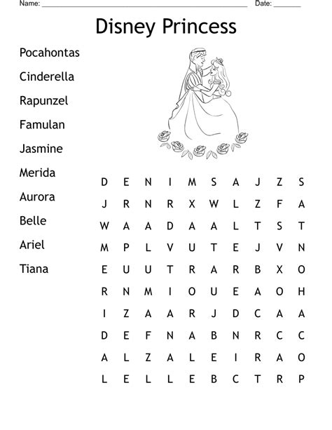 8 Free Printable Disney Princess Word Searches