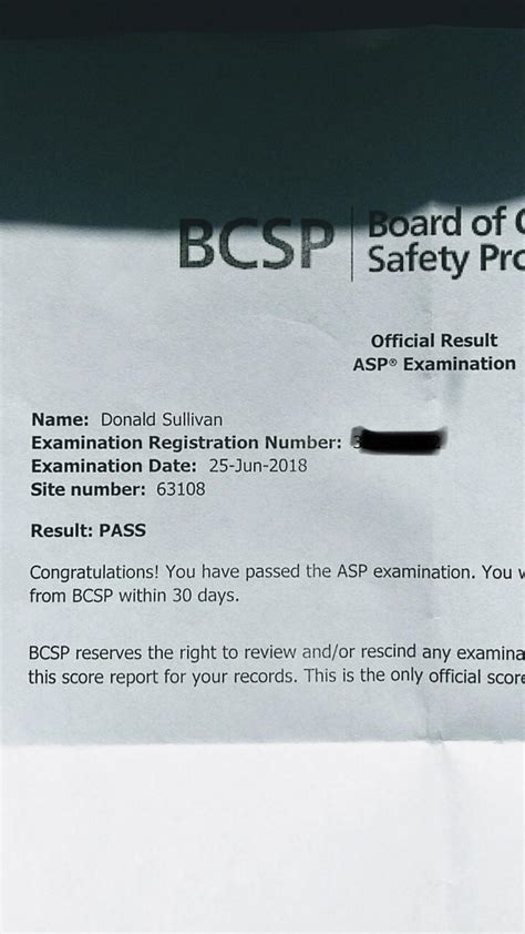 Donald Sullivan Csp On Linkedin Passed The Bcsp Asp Test 1 Down 1 To