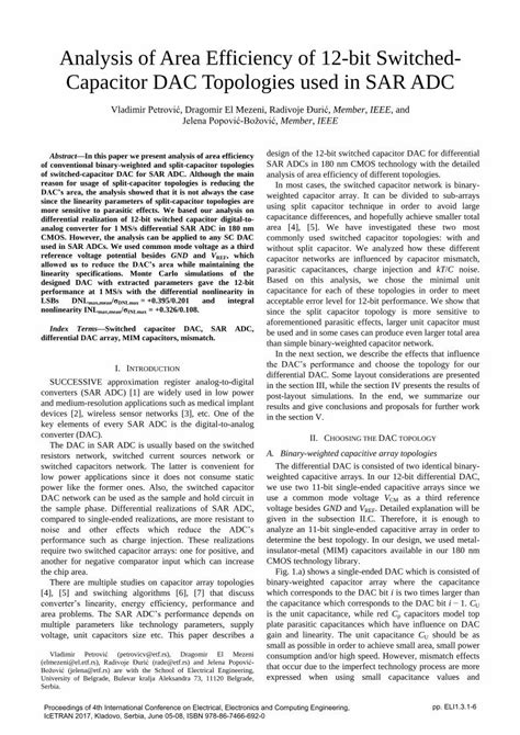 Pdf Analysis Of Area Efficiency Of 12 Bit Switched Capacitor Capacitance Differences