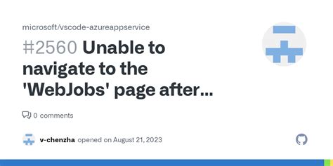 Unable To Navigate To The Webjobs Page After Executing Open In Portal Action From The