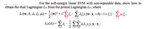 Solved For The Soft Margin Linear Svm With Non Separable