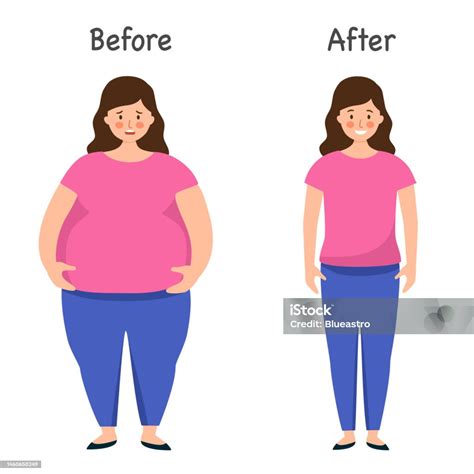 흰색 배경에 평평한 디자인으로 체중 감량 후 여성 지방과 슬림 한 몸매 가냘픈에 대한 스톡 벡터 아트 및 기타 이미지 가냘픈