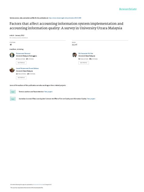 Factorsthat Affect Accounting Information System Implementationand Accounting Information