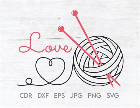 Love Knitting Svg Yarn Heart Svg Yarn Ball Png Crochet Svg Crafting Clipart Crocheting Svg