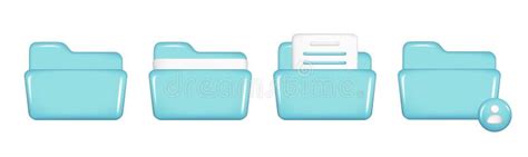 Realistic 3d Blue Folder Document User Icon Sheet Of Paper Decorative 3d Management Open