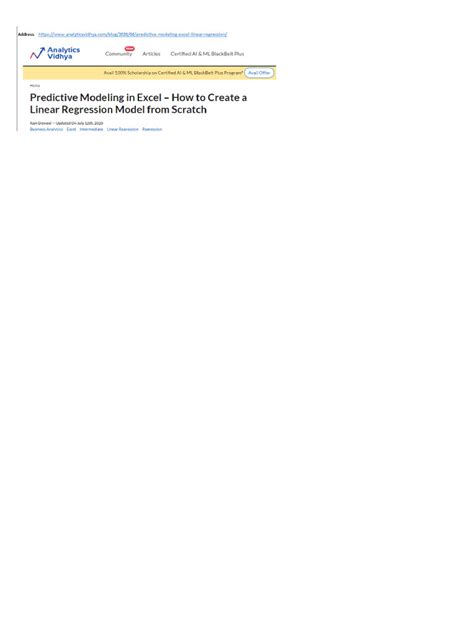 Source Link Predictive Modelling In Excel Pdf