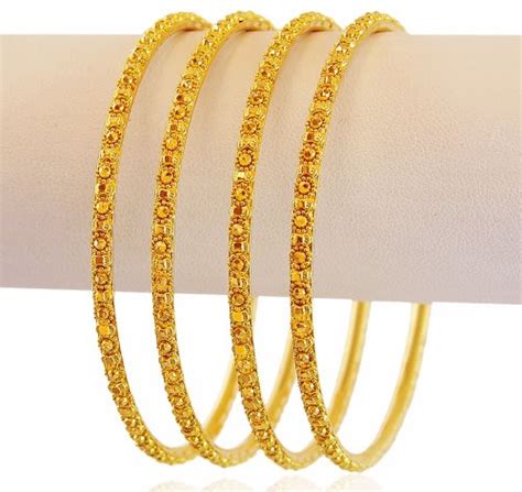 22k Gold Bangles Set 4 Pc Asba60394 22k Gold Indian Design