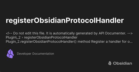 Get Obsidian Url Action Developers Plugin And Api Obsidian Forum