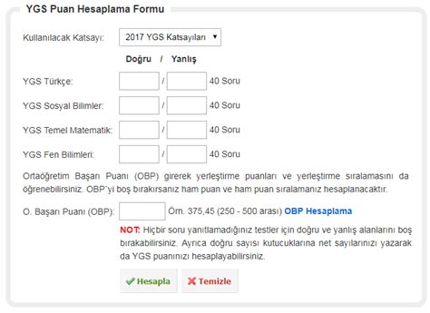 Ygs Puan Hesaplama Programı