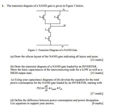 1 The Transistor Diagram Of A NAND Gate Is Given In Chegg Com