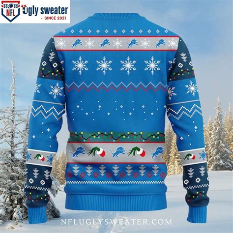 12 Grinch Xmas Day Graphic Ugly Christmas Sweater Detroit Lions Edition Nfl Ugly Sweater