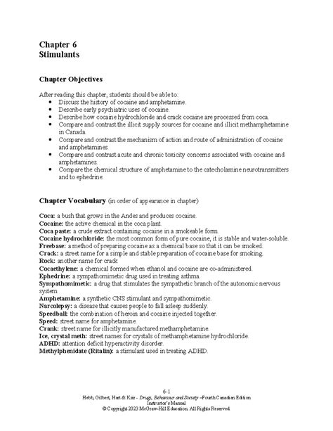 Hart 4ce Im Ch06 Practice Chapter 6 Stimulants Chapter Objectives After Reading This Chapter