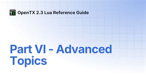 Part Vi Advanced Topics Opentx 23 Lua Reference Guide