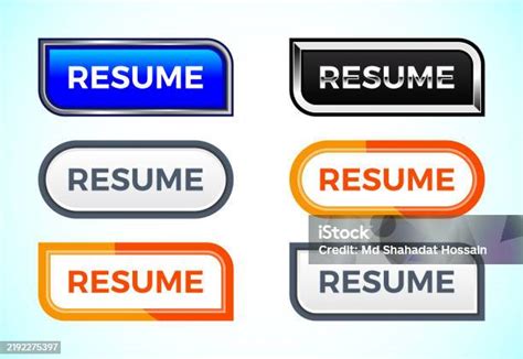 다양한 모양과 색상의 이력서 버튼 세트 모바일 앱 및 웹사이트 Ui 디자인에 적합합니다 0명에 대한 스톡 벡터 아트 및 기타 이미지 0명 가상현실 광고 Istock