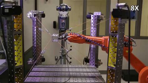 Calibration Of An Industrial Robot Using A Cable Robot And A Laser Tracker Youtube