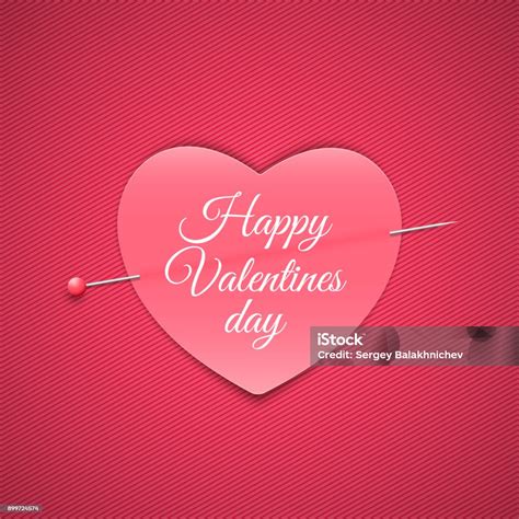 핀을 가진 심 혼의 형태로 로맨틱 참고 해피 발렌타인 데이 하루 라인의 패턴으로 핑크 배경입니다 사랑된 하는 사람에 대 한 참고입니다 벡터 일러스트입니다 개념에 대한 스톡