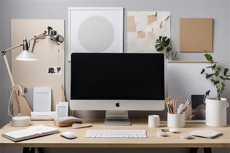 Premium Photo Clean Office Setup Customize Ideas On Empty Mood Board