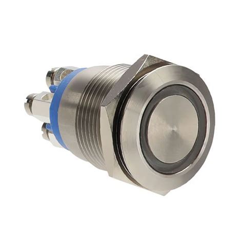 Blue Illuminated Vandal Resistant Push Button Switch With Screw Termination