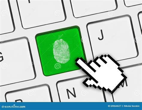 Computer Keyboard With Fingerprint Stock Image Image Of Macro Button 69064627