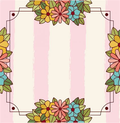 꽃 장식 사각형 프레임 프리미엄 벡터