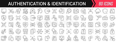Authentication And Identification Linear Icons In Black Big Ui Icons Collection In A Flat
