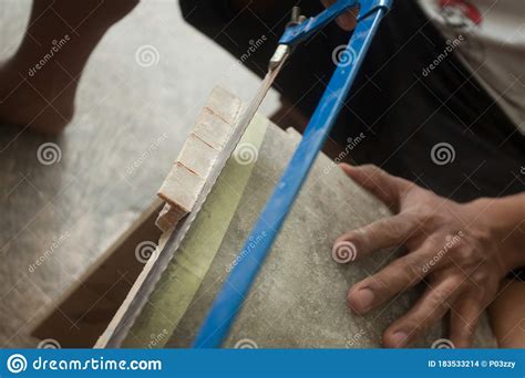 Man Using Metal Hacksaw To Cut Stock Photo Image Of Precision Hacksaw