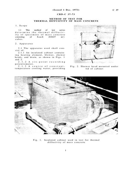 Crd C 37 73 Thermal Diffusivity Of Mass Concrete Pdf Thermostat Concrete
