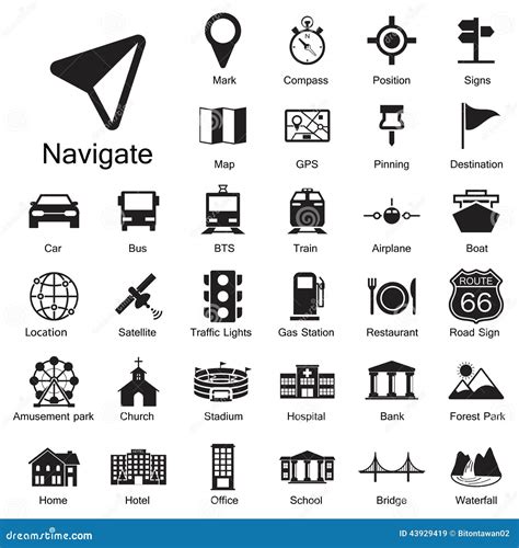 Navigation Icons Set Stock Vector Illustration Of Bridges 43929419