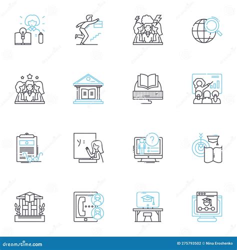E Learning Education Linear Icons Set Online Interactive Digital