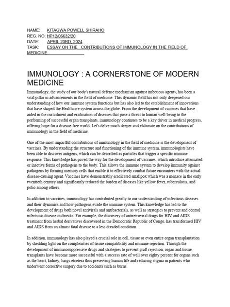 Immunology Assignment Pdf Immunology Vaccines