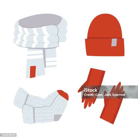 겨울 따뜻한 액세서리 세트 모자 장갑 양말 스카프 세트 플랫 벡터 가을에 대한 스톡 벡터 아트 및 기타 이미지 가을 개념