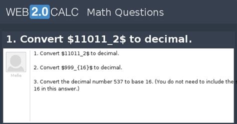 view question 1 convert 11011 2 to decimal