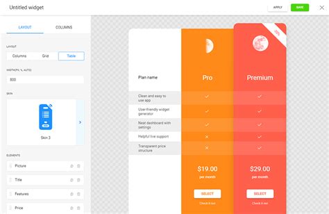 pricing table by elfsight integrations bigcommerce