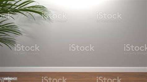 빈 깨끗한 벽지 벽과 나무는 고급 제품 디스플레이 인테리어 디자인 장식 배경 3d 렌더링을 위해 잎 그림자로 장식되어 있습니다 3차원 형태에 대한 스톡 사진 및 기타 이미지