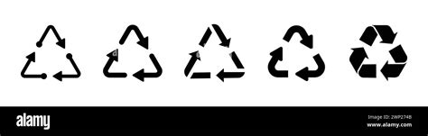 Recycling Symbol Set In Black Color Triangle Recycle Arrow Icon Set Triangular Recycle Reuse